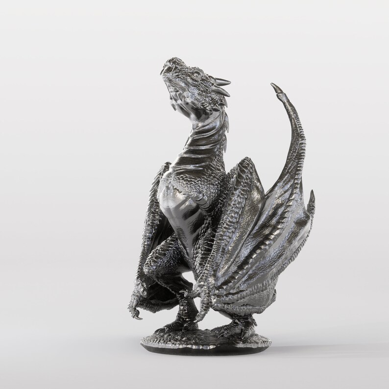 Solid Silver Baby Wyvern Statue - Etsy