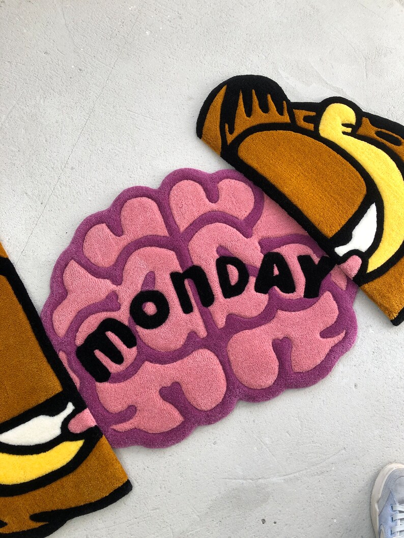 Cartoon Combo Carpet, Orange Cat and Brains, Handmade - Etsy