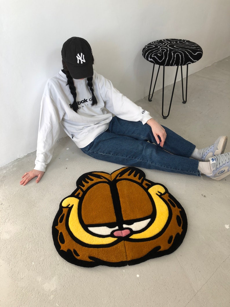 Cartoon Combo Carpet, Orange Cat and Brains, Handmade - Etsy