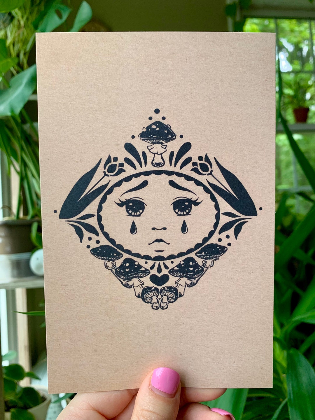 Toadstool Garden Crying Matryoshka Illustration Original Art Print - Etsy