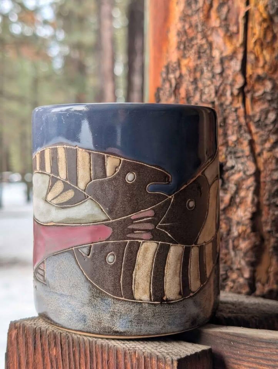 Mara Stoneware Pottery Mug Fish School Made in Mexico - Etsy