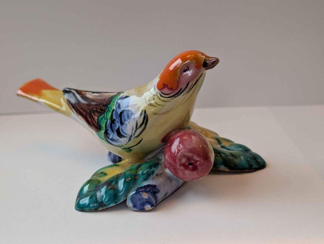 Gorgeous Colorful Ceramic Hand Painted Vintage Bird Figurine Made in ...