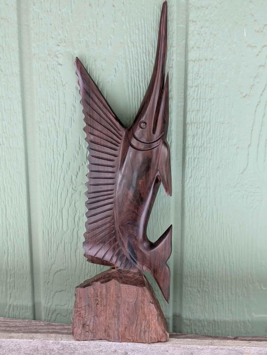 Ironwood Swordfish Carving, 16" Ocean Decor Statue - Etsy