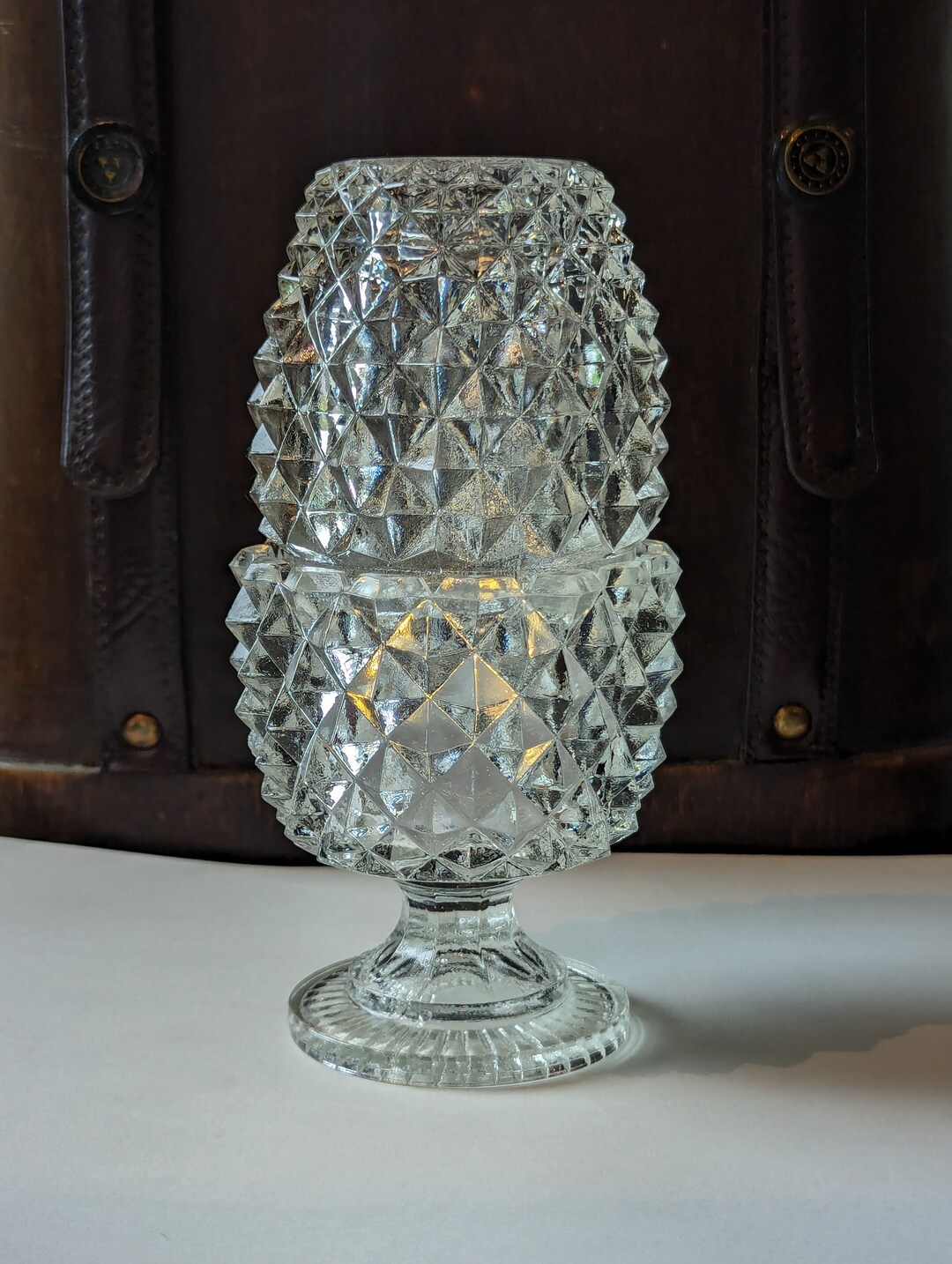 Vintage Clear Diamond Point Cut Glass Fairy Lamp Petites Choses - Etsy