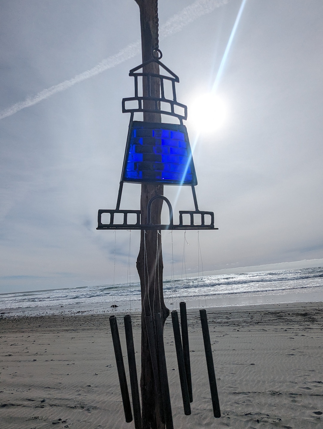 Vintage Cobalt Blue Glass and Die Cast Metal Nautical Coastal ...