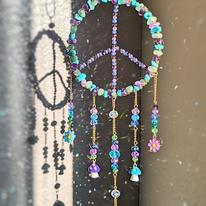 Peace Sign Suncatcher Hippie Stuff Amethyst Home Decor Boho Accessories ...