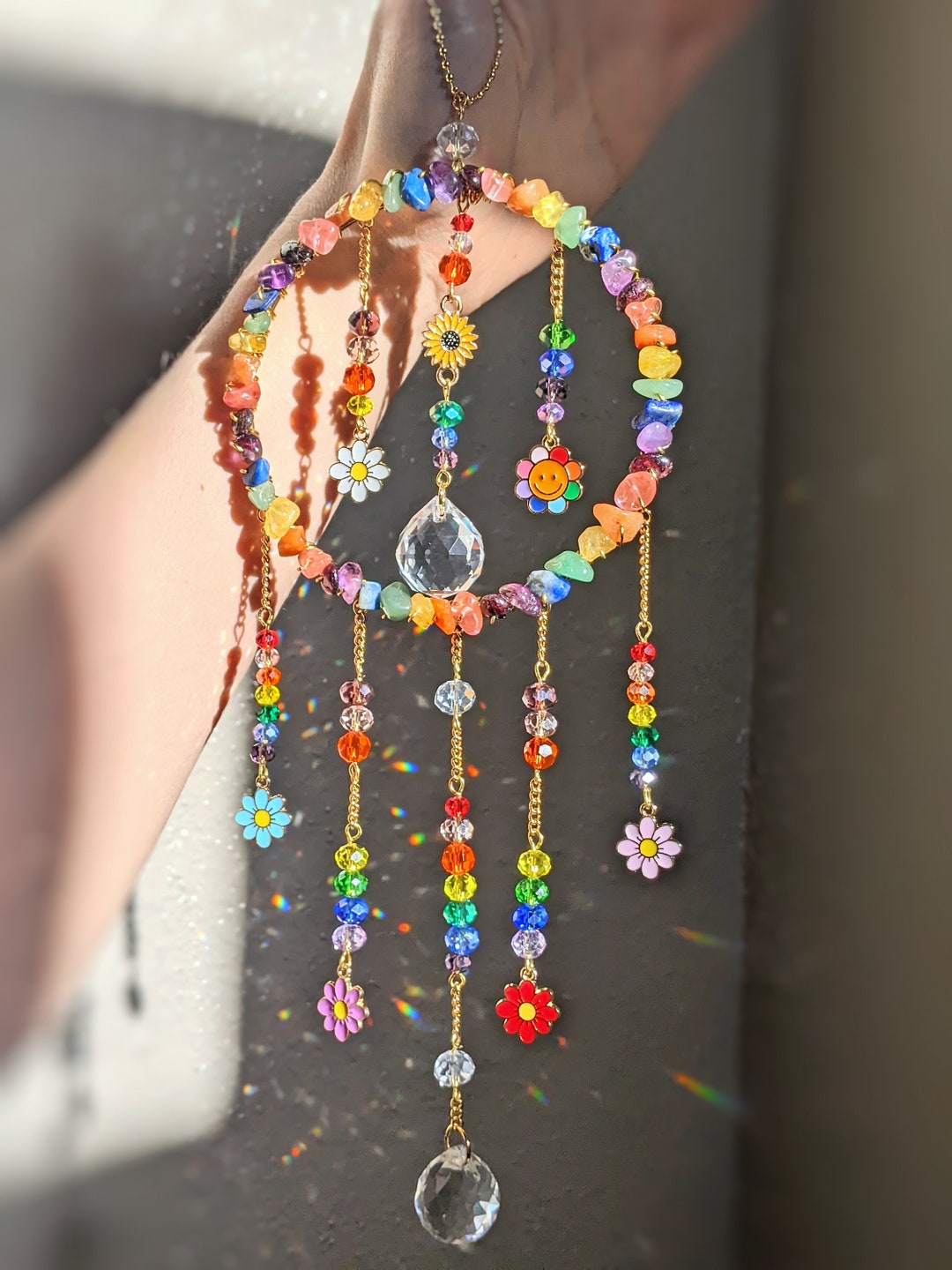 Hippie Suncatcher 70s Flower Sun Catcher Rainbow Suncatcher Flower ...