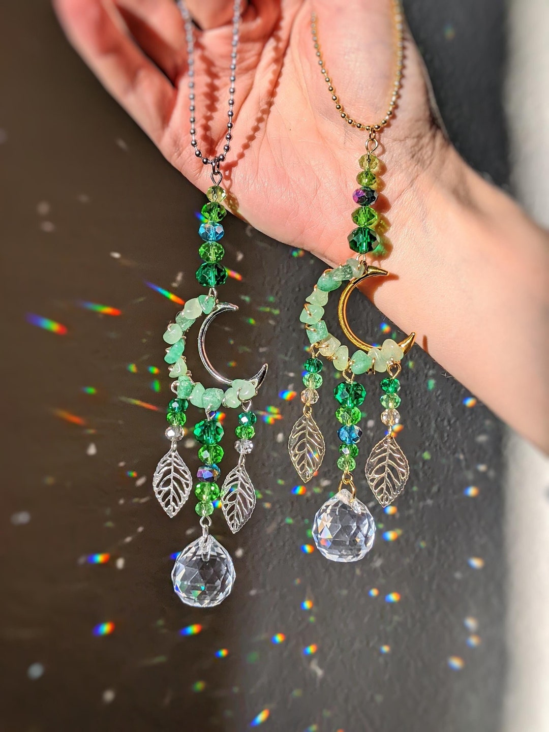 Leaf Suncatcher for Car Charm Moon Sun Catcher Leaf Ornament Crystal ...