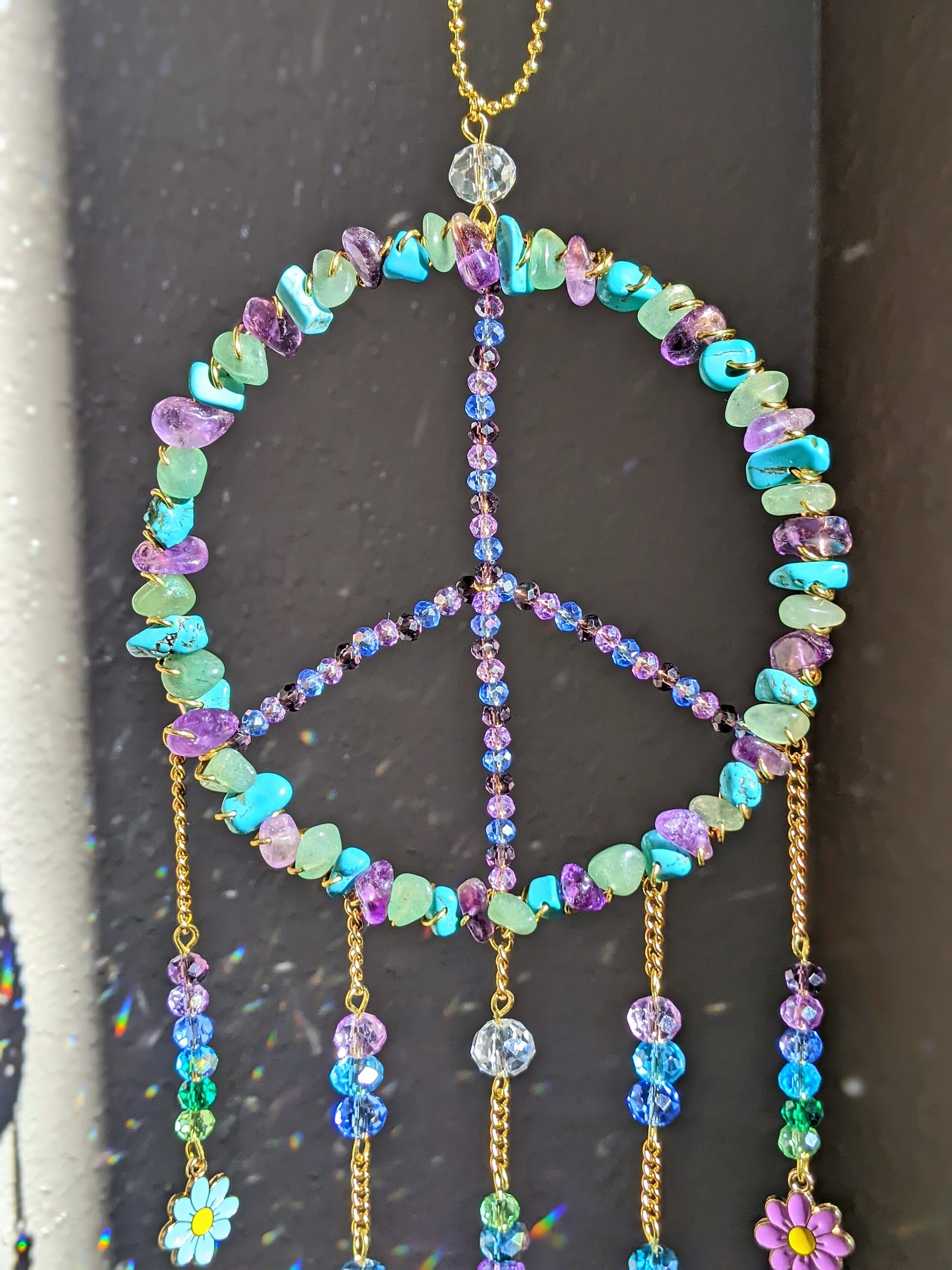 Peace Sign Suncatcher Hippie Stuff Amethyst Home Decor Boho Accessories ...