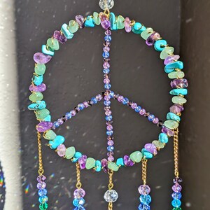 Peace Sign Suncatcher Hippie Stuff Amethyst Home Decor Boho Accessories ...