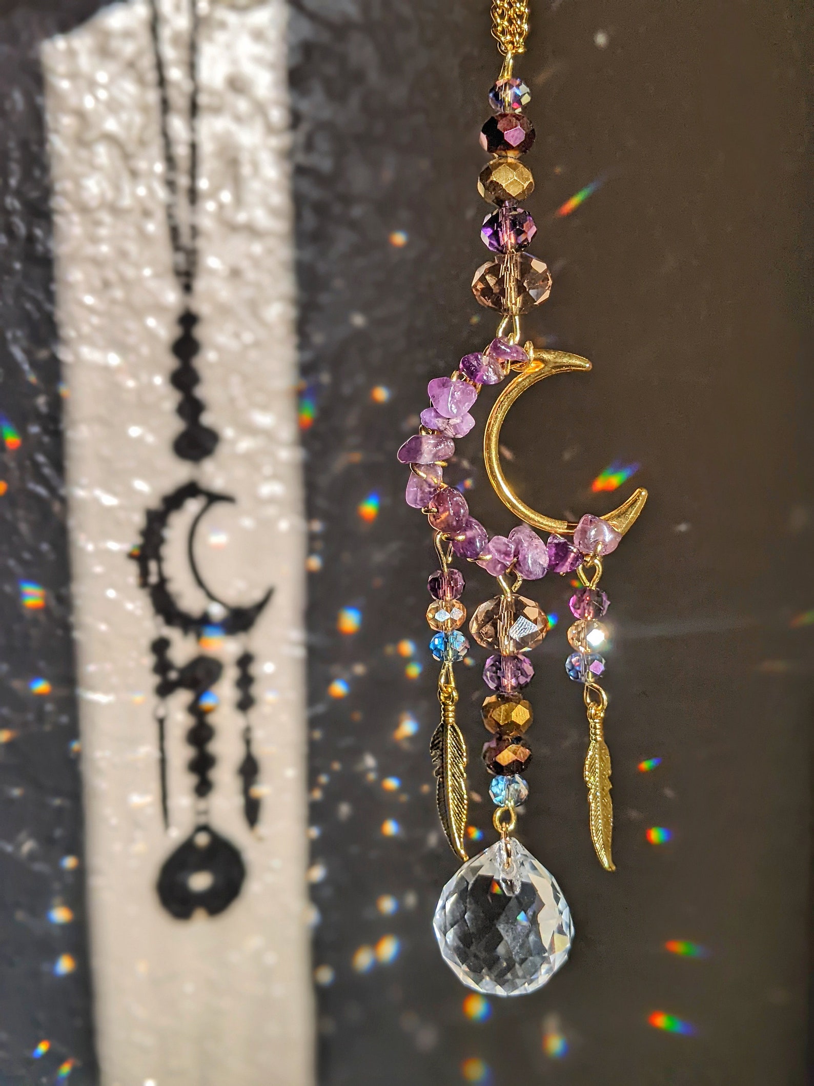 Amethyst Moon Car Accessories Suncatcher Amethyst Sun Catcher - Etsy