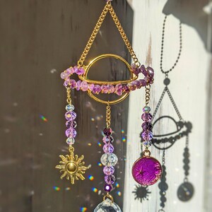 Planet Suncatcher Amethyst Car Charm Suncatcher Saturn Decor Galaxy Car ...