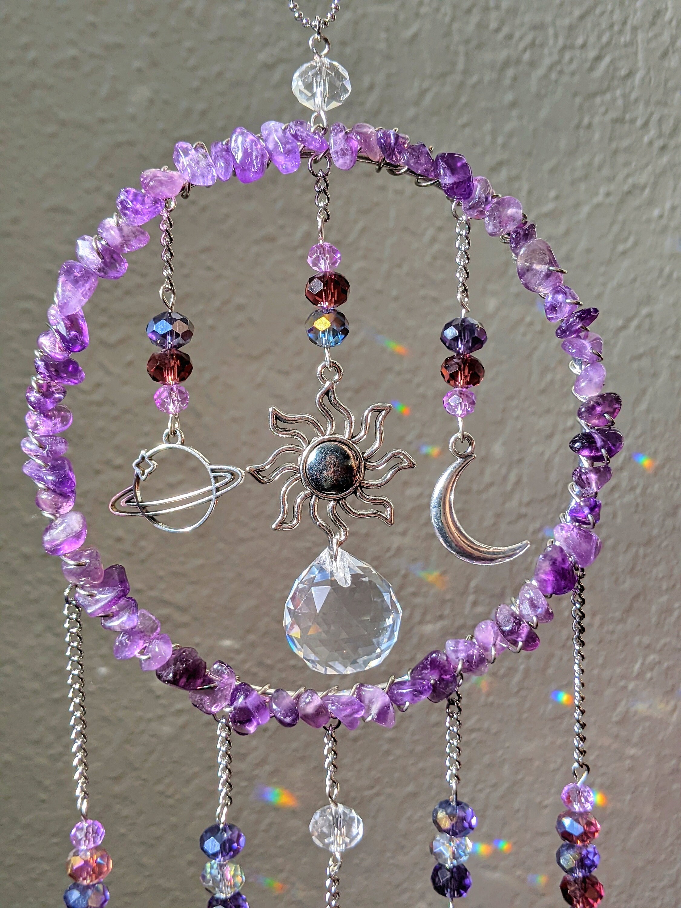 Amethyst Moon Goddess Suncatcher Amethyst Moon Phase Amethyst Crescent ...
