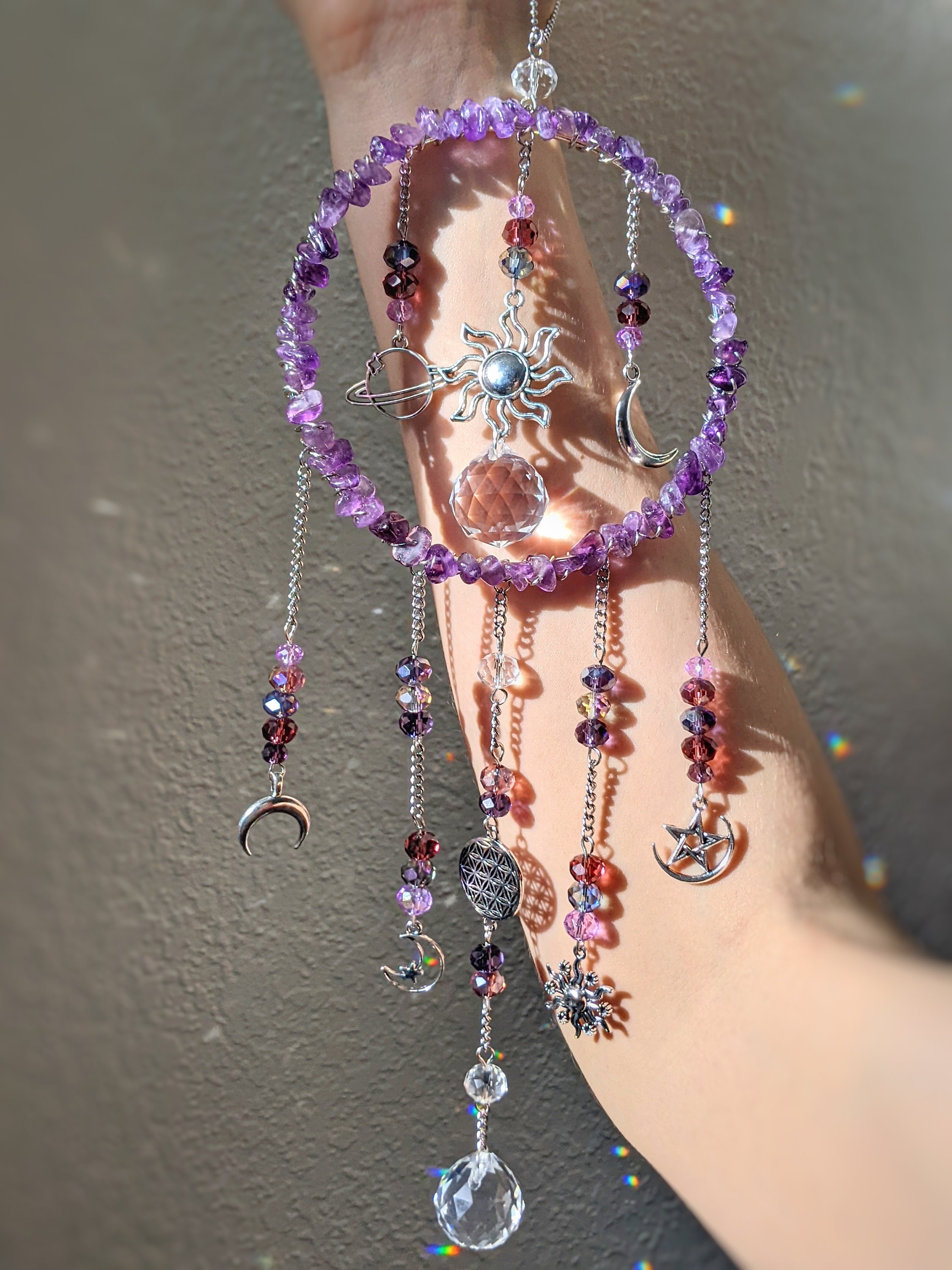 Amethyst Moon Goddess Suncatcher Amethyst Moon Phase Amethyst Crescent ...