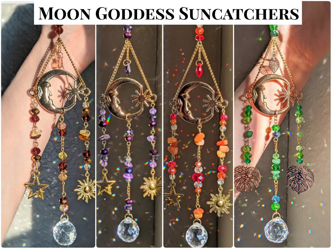 Crescent Moon Goddess Suncatcher for Car Decor Celestial Moon Sun ...