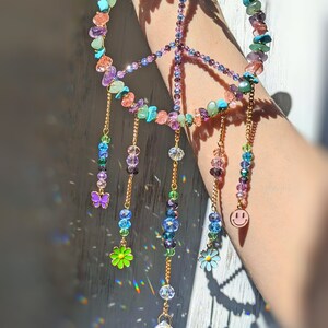 Peace Sign Suncatcher Hippie Stuff Amethyst Home Decor Boho Accessories ...