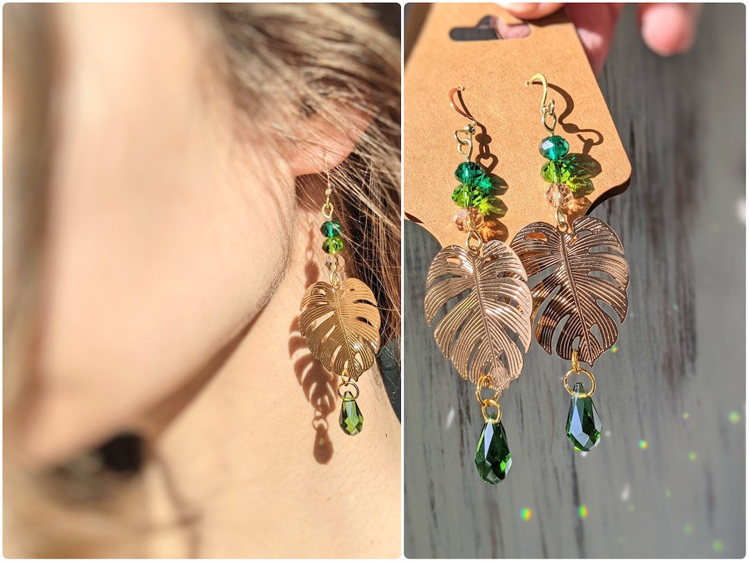 Monstera Leaf Earrings Plant Mom Jewelry Gift for Plant Lover Monstera ...