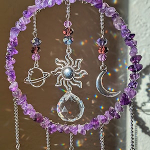 Amethyst Moon Goddess Suncatcher Amethyst Moon Phase Amethyst Crescent ...