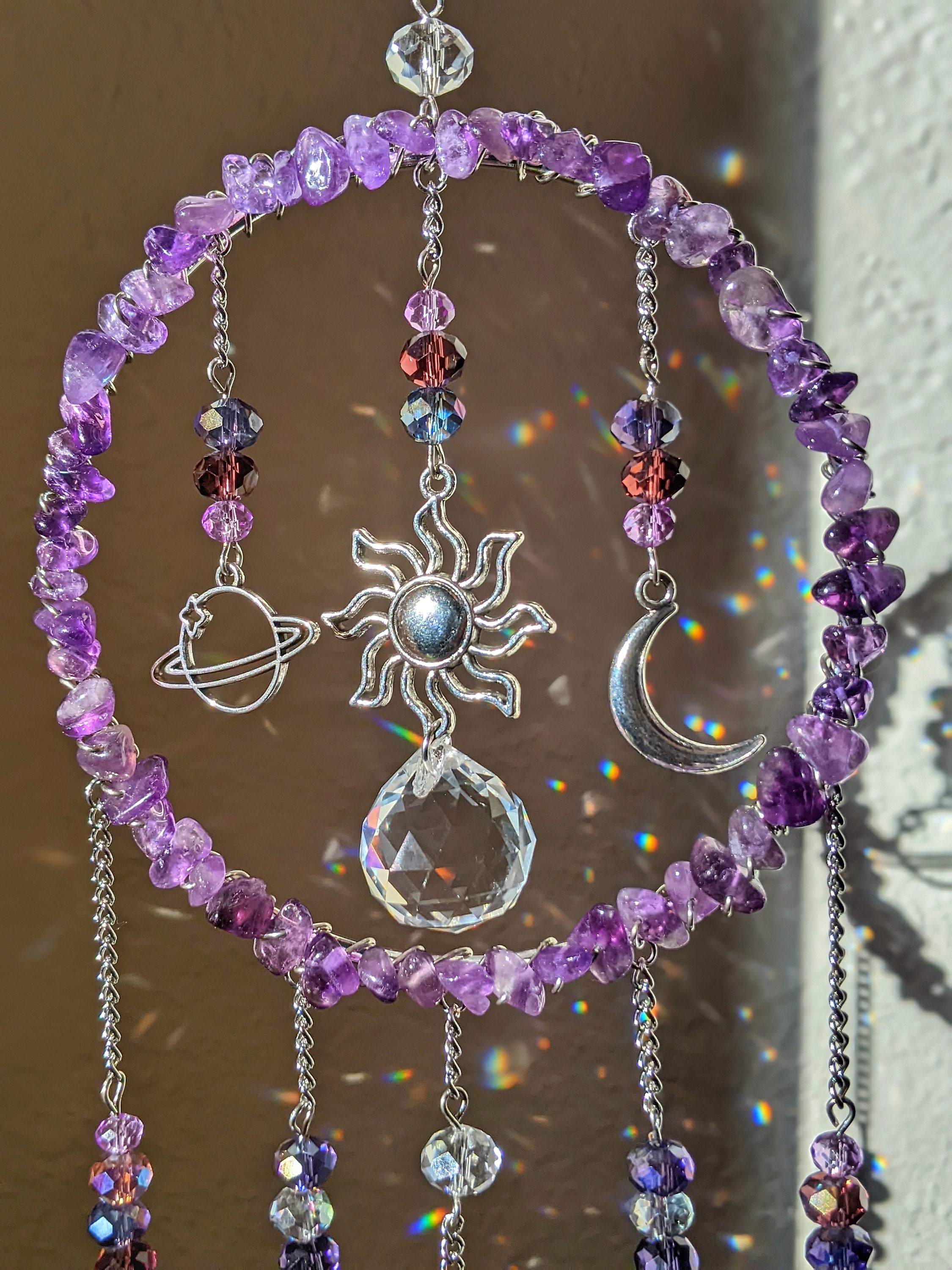 Amethyst Moon Goddess Suncatcher Amethyst Moon Phase Amethyst Crescent ...