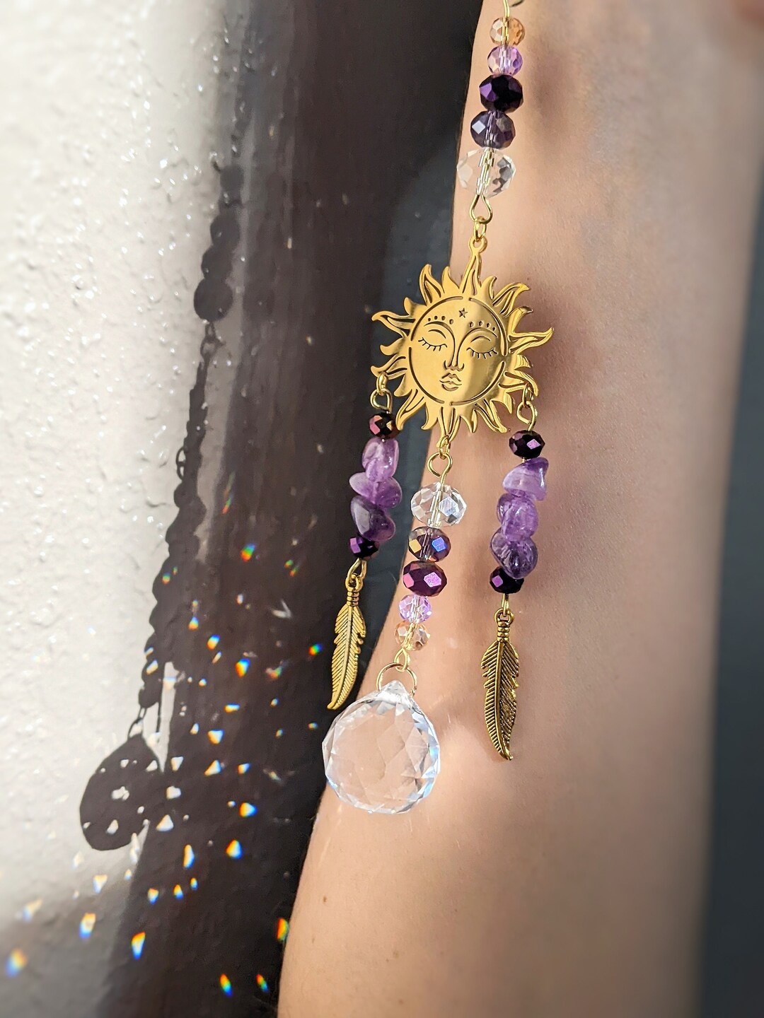 Amethyst Suncatcher for Car Celestial Sun Catcher Amethyst Sun Goddess ...