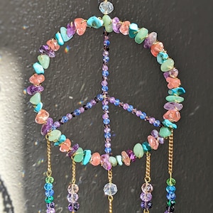 Peace Sign Suncatcher Hippie Stuff Amethyst Home Decor Boho Accessories ...
