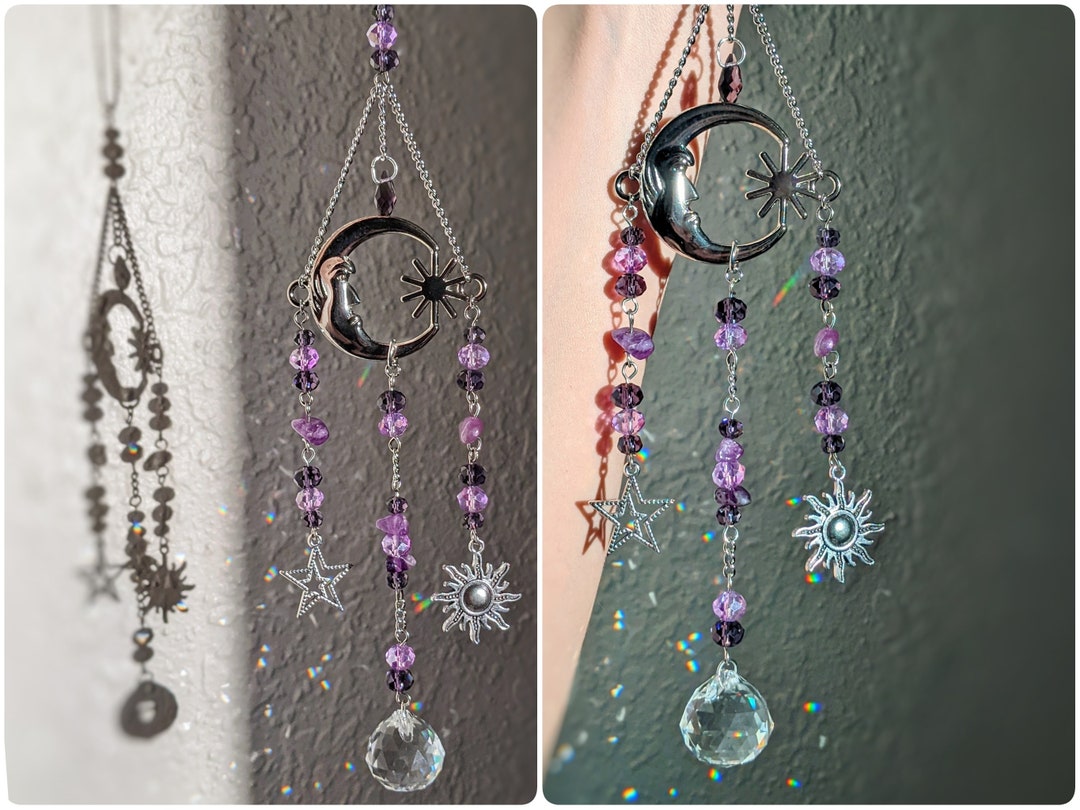 Amethyst Moon Goddess Suncatcher Car Decor Celestial Amethyst - Etsy