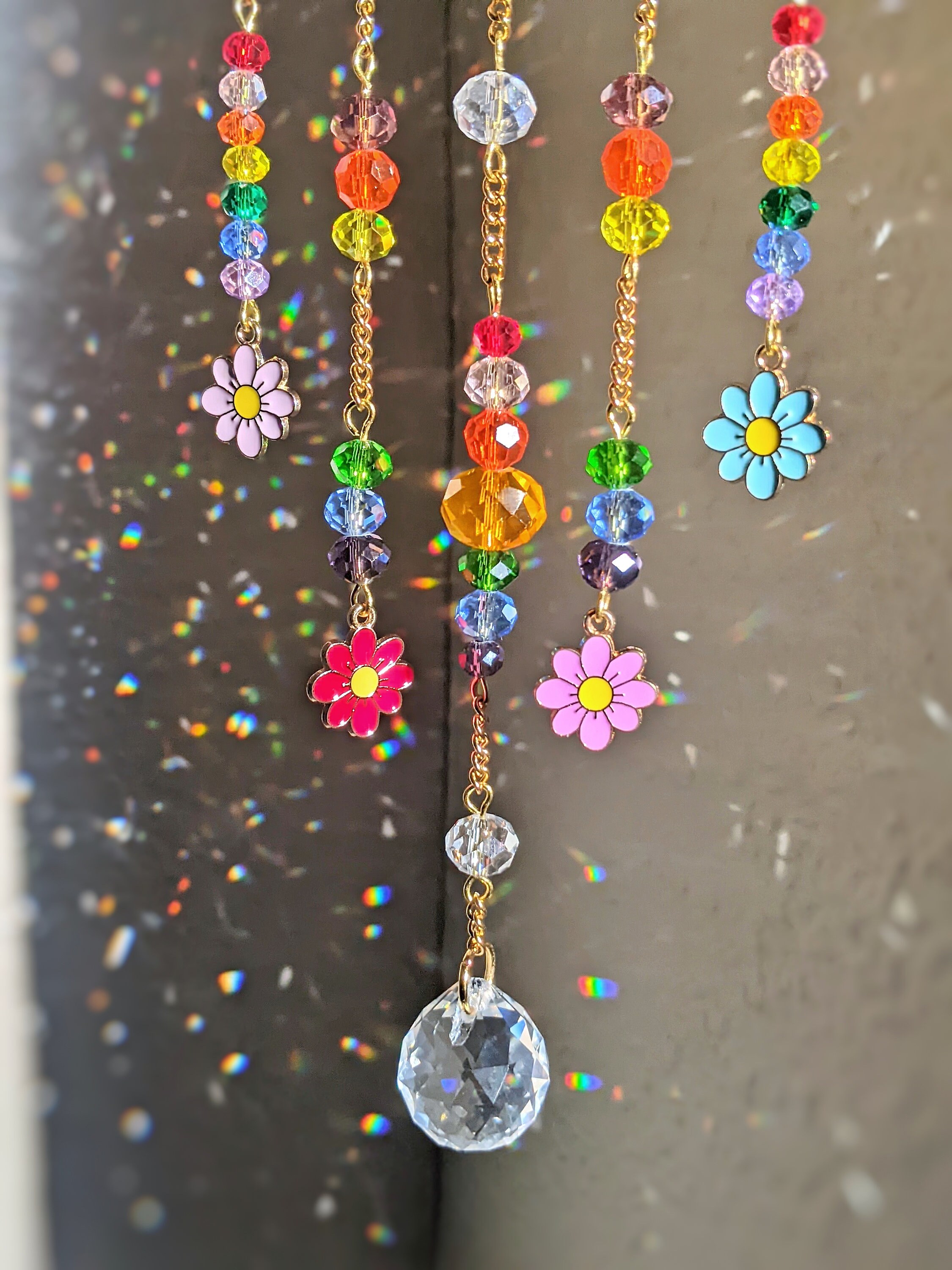Hippie Suncatcher 70s Flower Sun Catcher Rainbow Moon Suncatcher Flower ...
