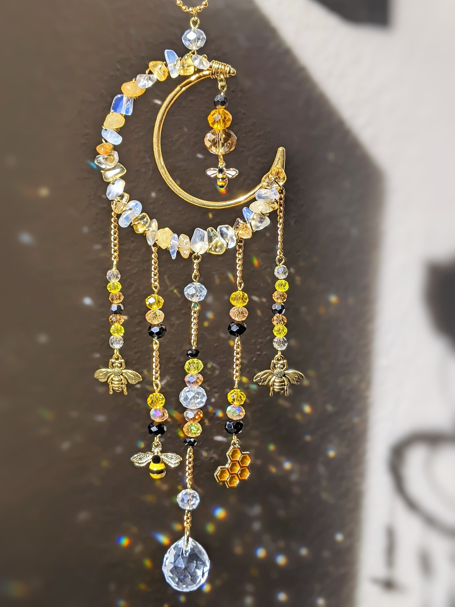 Bee Suncatcher Honey Bee Decor Bee Sun Catcher Citrine Suncatcher Bee ...