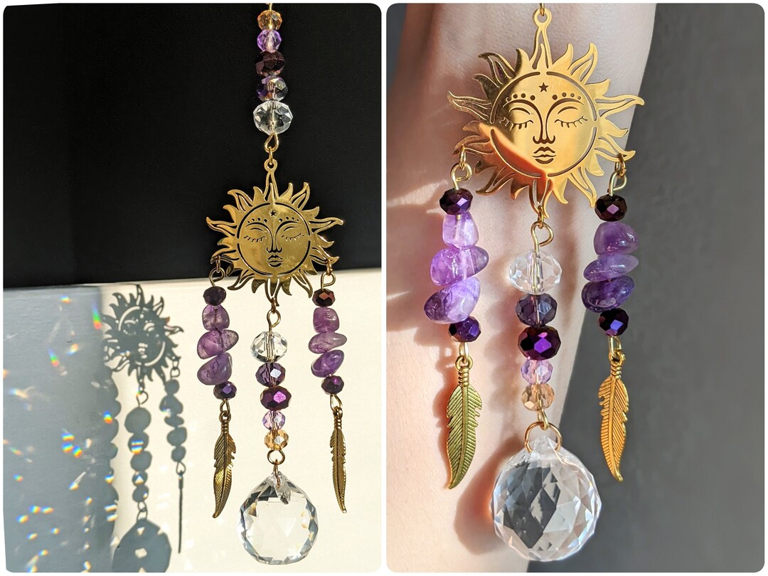 Amethyst Suncatcher for Car Celestial Sun Catcher Amethyst Sun - Etsy