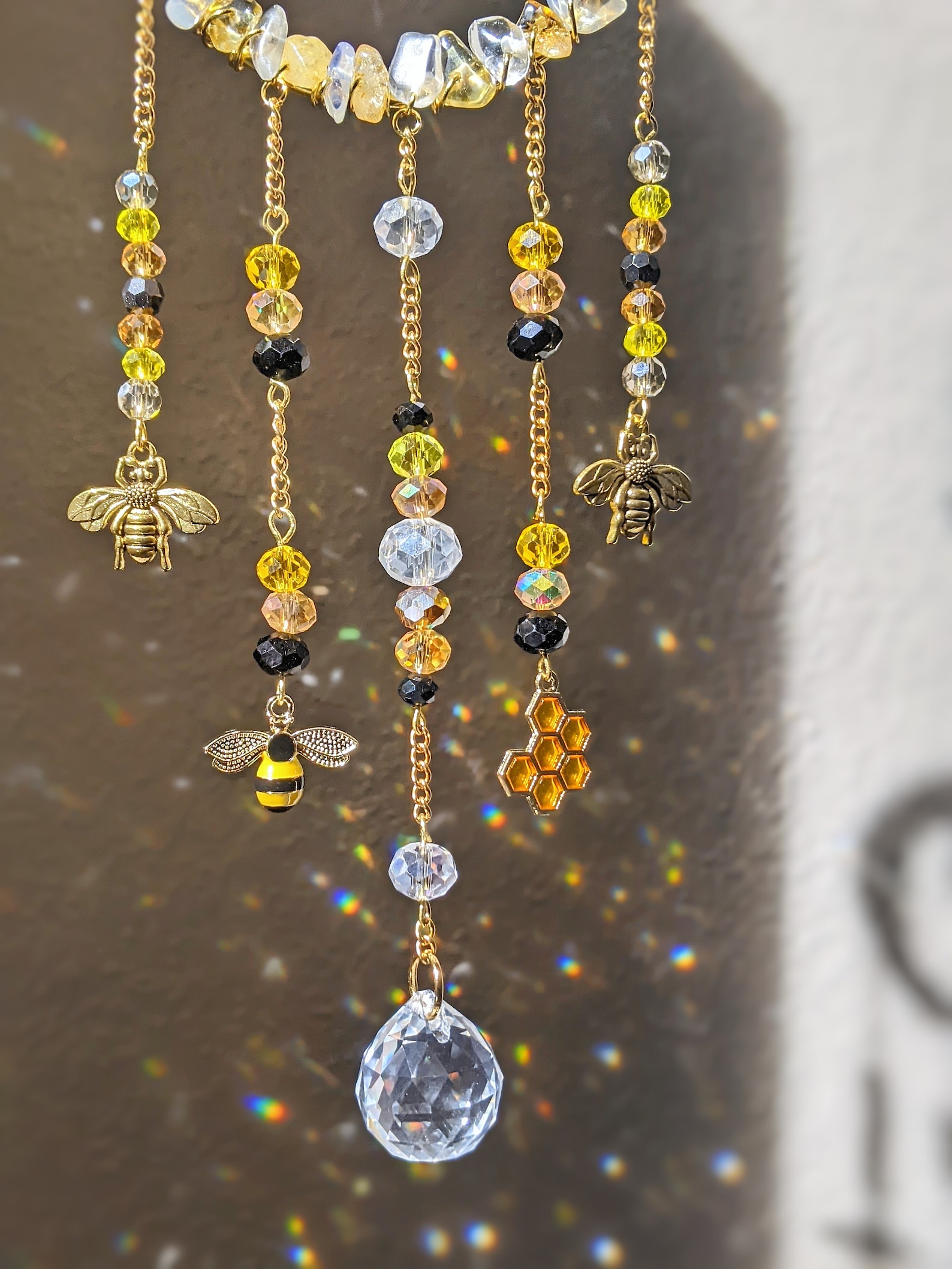 Bee Suncatcher Honey Bee Decor Bee Sun Catcher Citrine Suncatcher Bee ...