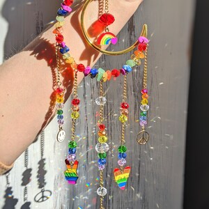 Hippie Suncatcher 70s Rainbow Pride Suncatcher Peace Sign Hippie Home ...