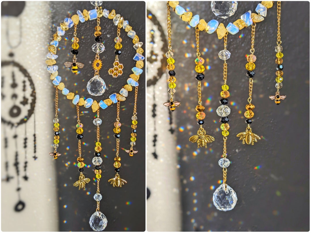 Bee Suncatcher Honey Bee Decor Bee Sun Catcher Citrine Suncatcher Bee ...