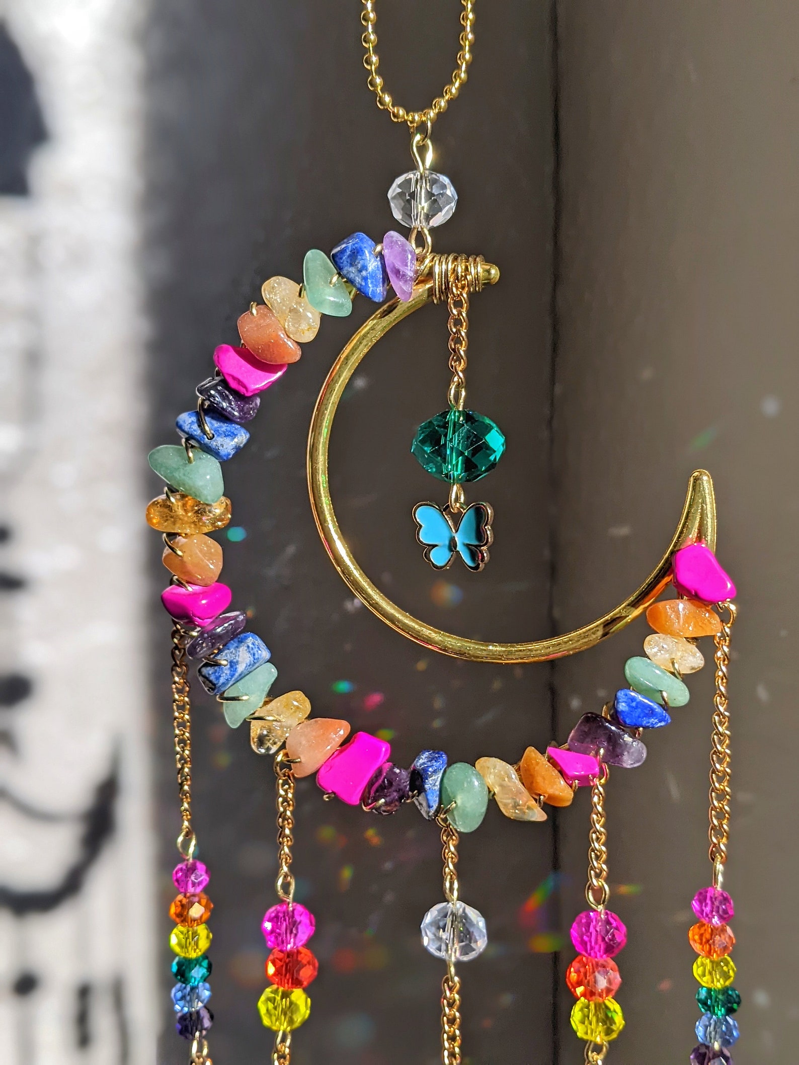 Hippie Suncatcher 70s Flower Sun Catcher Rainbow Moon Suncatcher Flower ...
