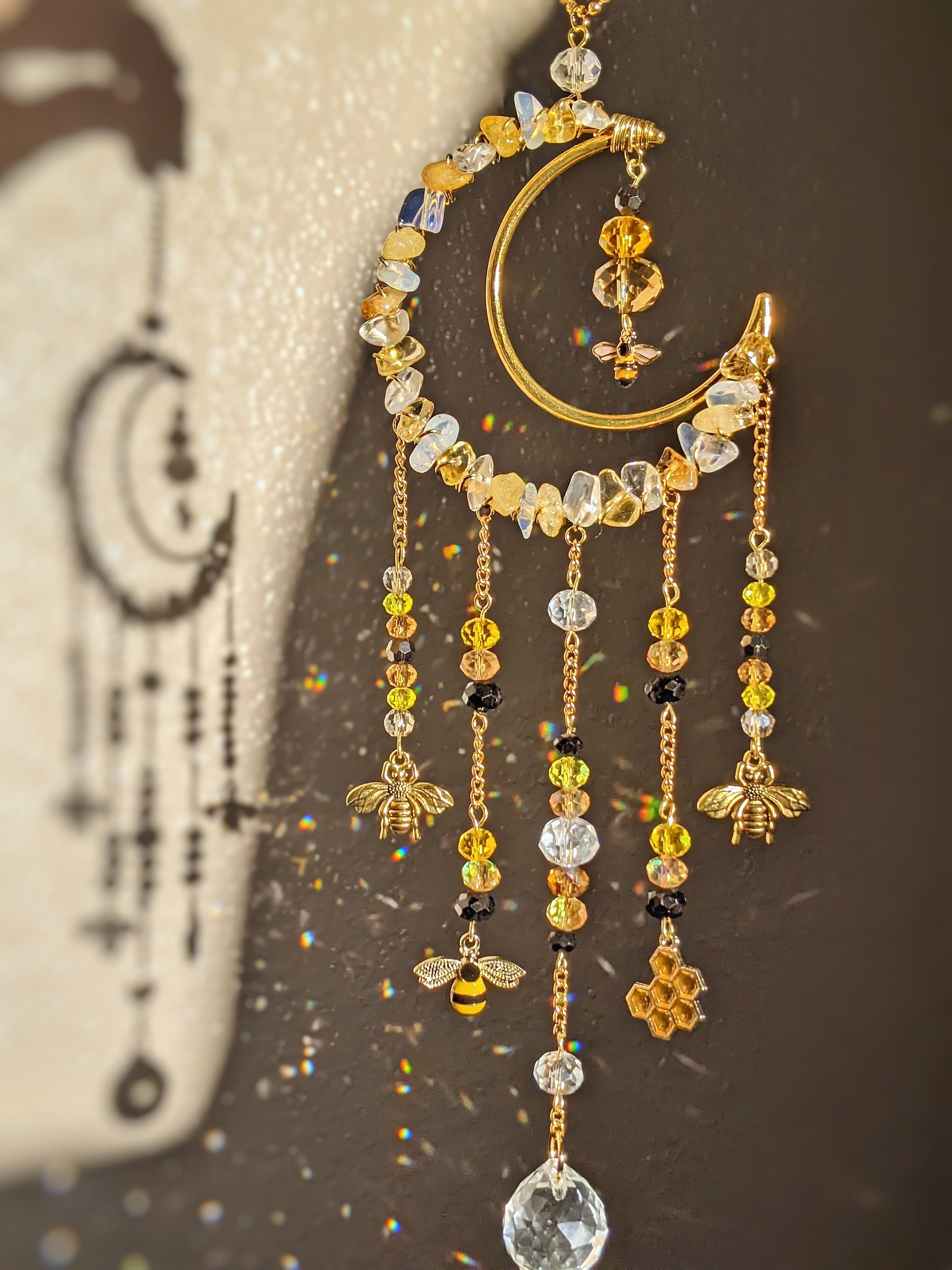 Bee Suncatcher Honey Bee Decor Bee Sun Catcher Citrine Suncatcher Bee ...