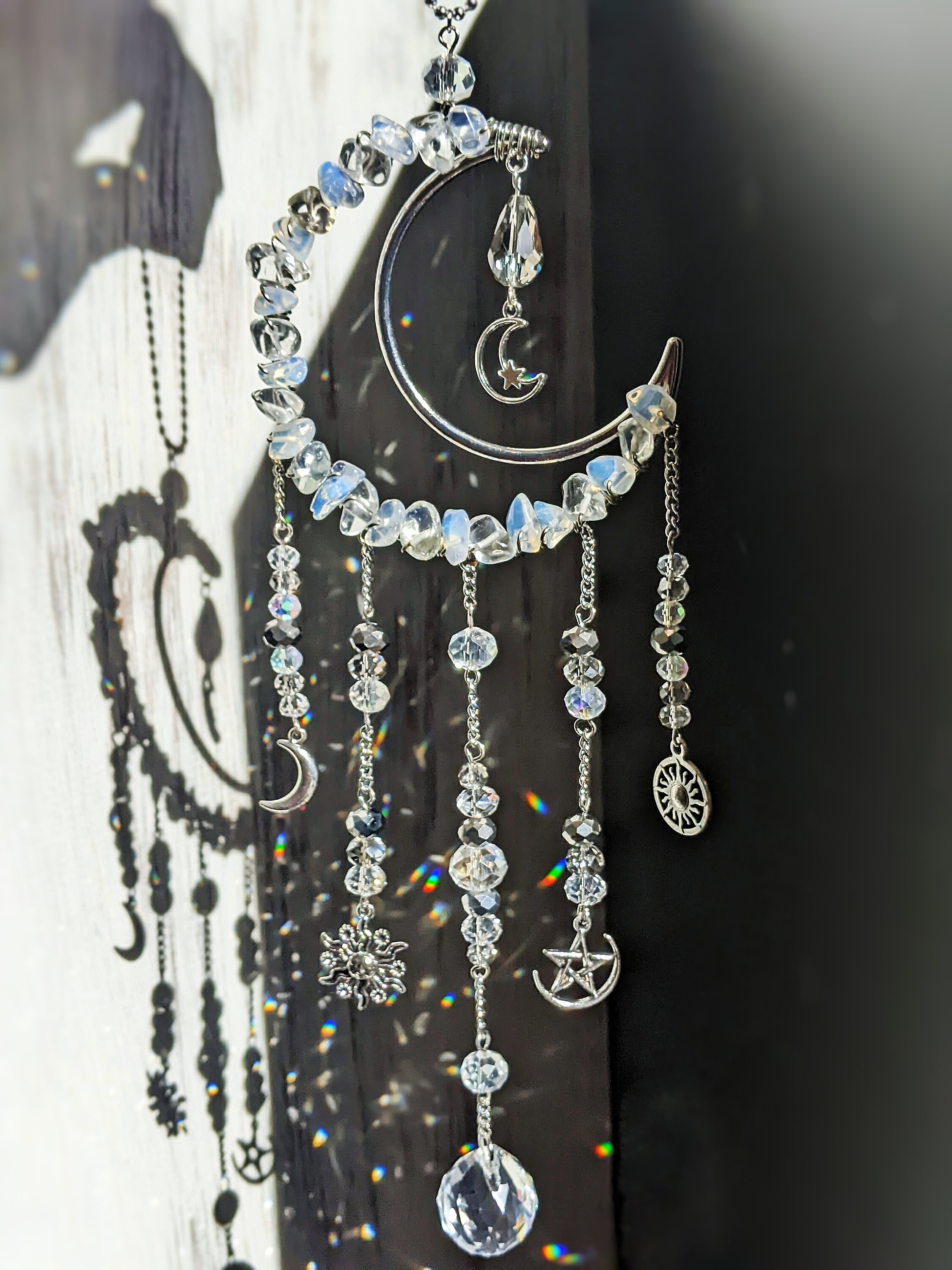 Crystal Moon Goddess Suncatcher Opal Moon Hanging Light Catcher ...