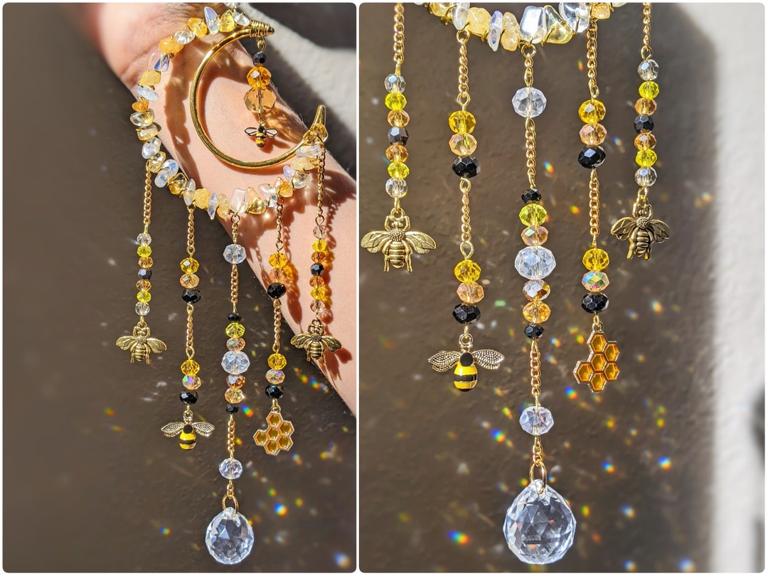 Bee Suncatcher Honey Bee Decor Bee Sun Catcher Citrine Suncatcher Bee ...