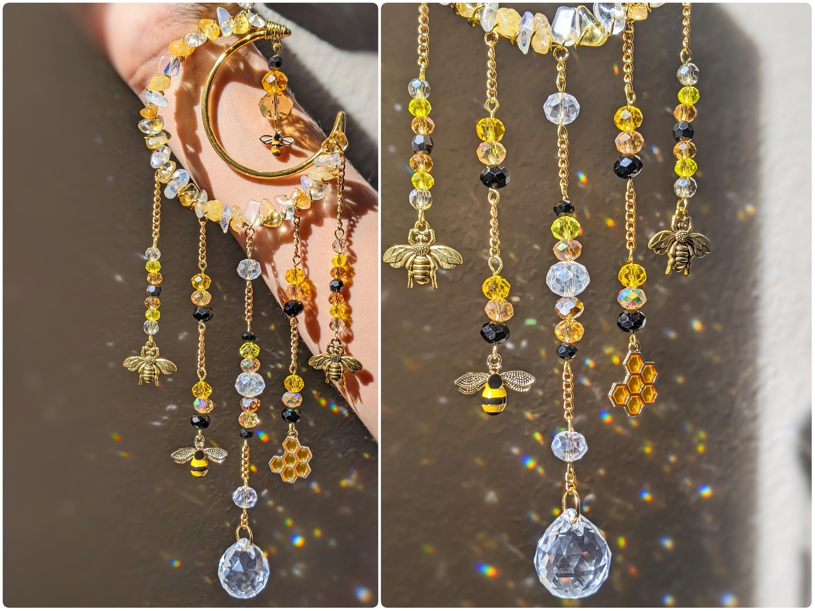 Bee Suncatcher Honey Bee Decor Bee Sun Catcher Citrine Suncatcher Bee ...