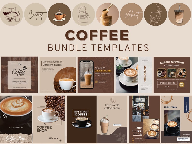 Coffee Instagram Highlights Cover Posts Story Template Coffee Shop ...