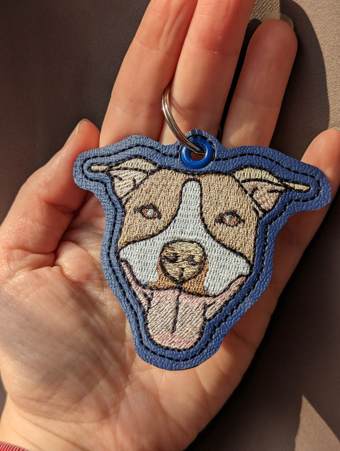 Pibble Tongue Out Machine Embroidery Key Fob in the Hoop Instant ...