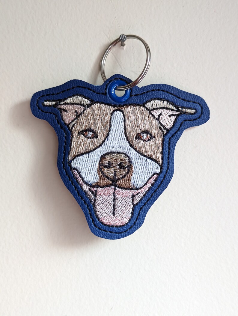 Pibble Tongue Out Machine Embroidery Key Fob in the Hoop Instant ...