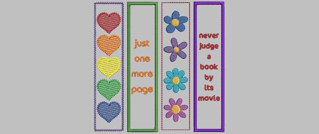 ITH Bookmarks Machine Embroidery Instant DIGITAL DOWNLOAD Four Bookmark ...