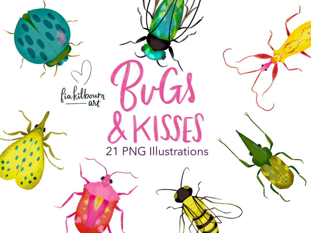 Beetle Clipart Set-cute Whimsical Bug Phrases-hand Drawn Illustrations ...