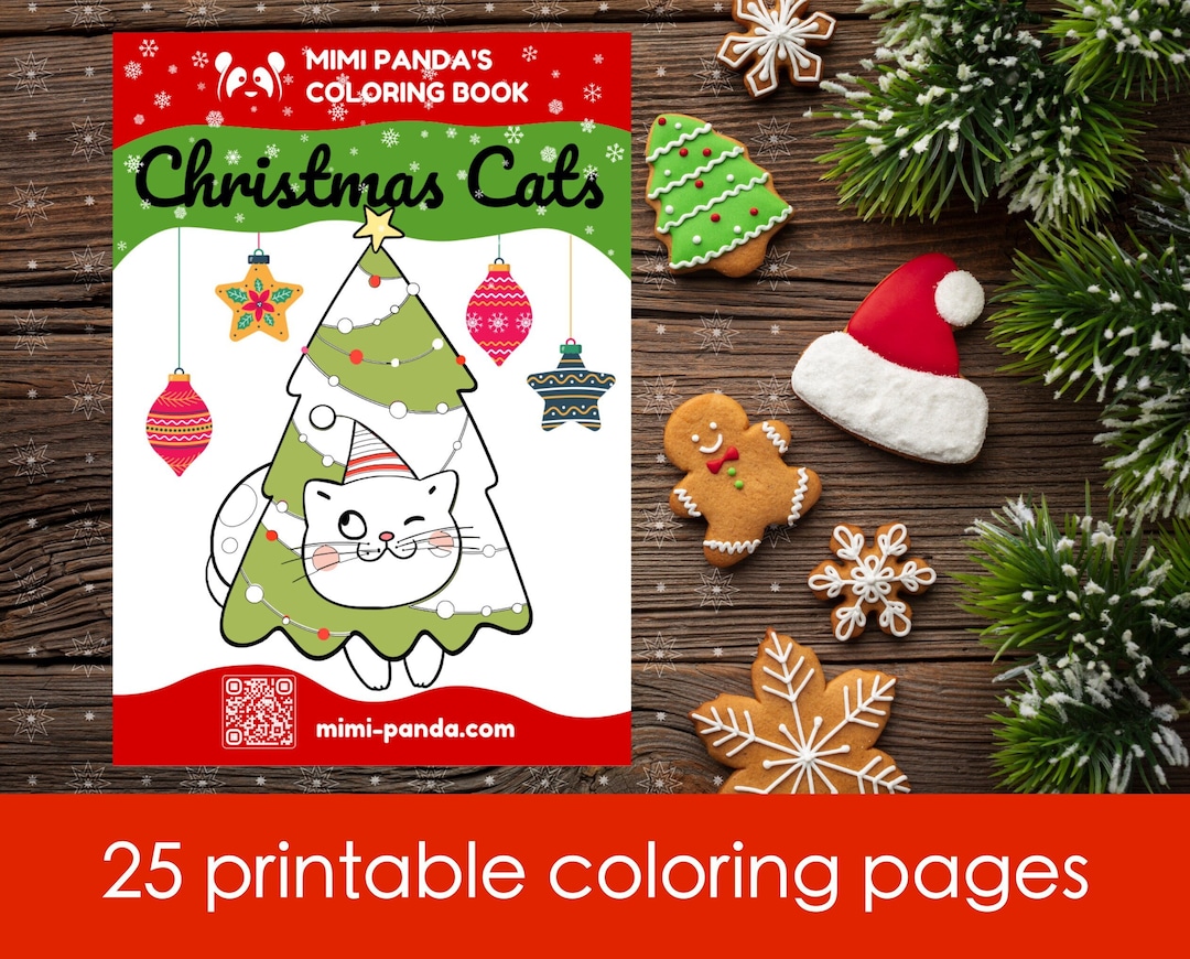 Printable Coloring Book: Christmas Cats Coloring Pages 25 ...