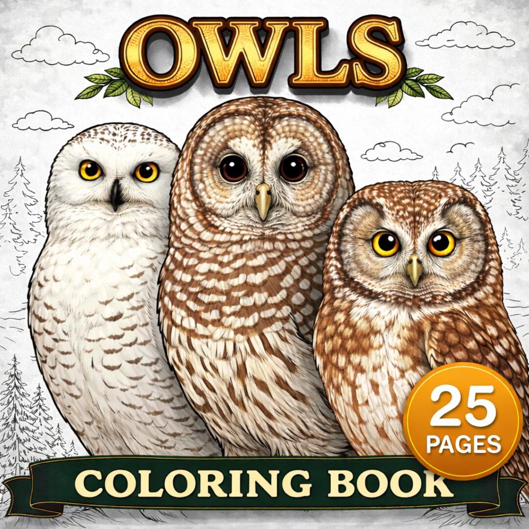 25 Owl Coloring Pages Printable – Beautiful Owl Species, Instant ...