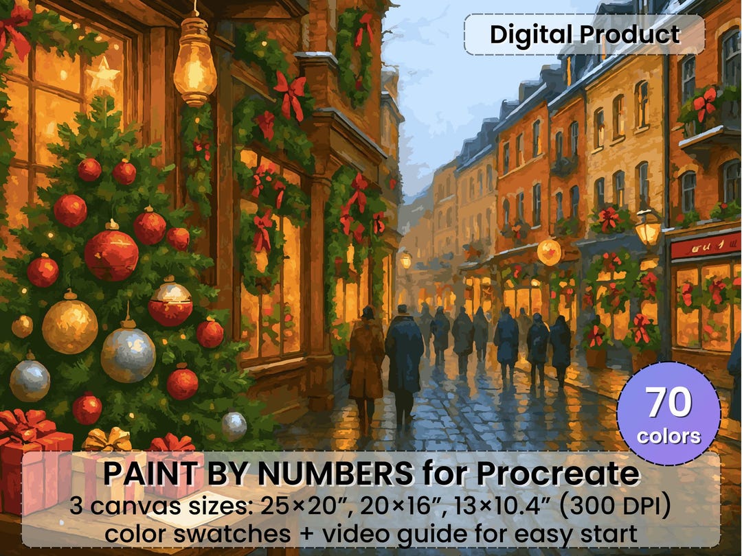 Christmas City Street | Procreate Paint by Number | Procreate Color by ...