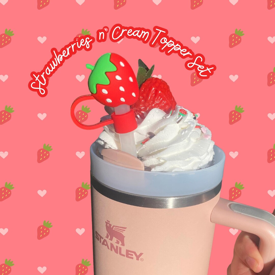 Whipped Cream Stanley Tumbler Topper Accessory + Straw Topper ୨୧ Faux ...