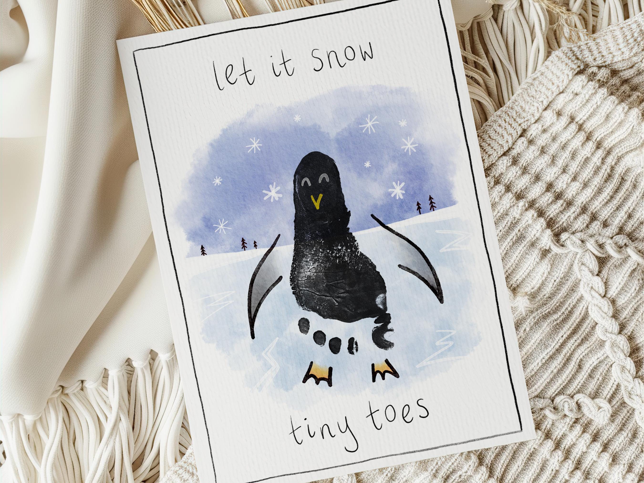 Baby Footprint Christmas Card: Penguin Keepsake (PDF) - Etsy
