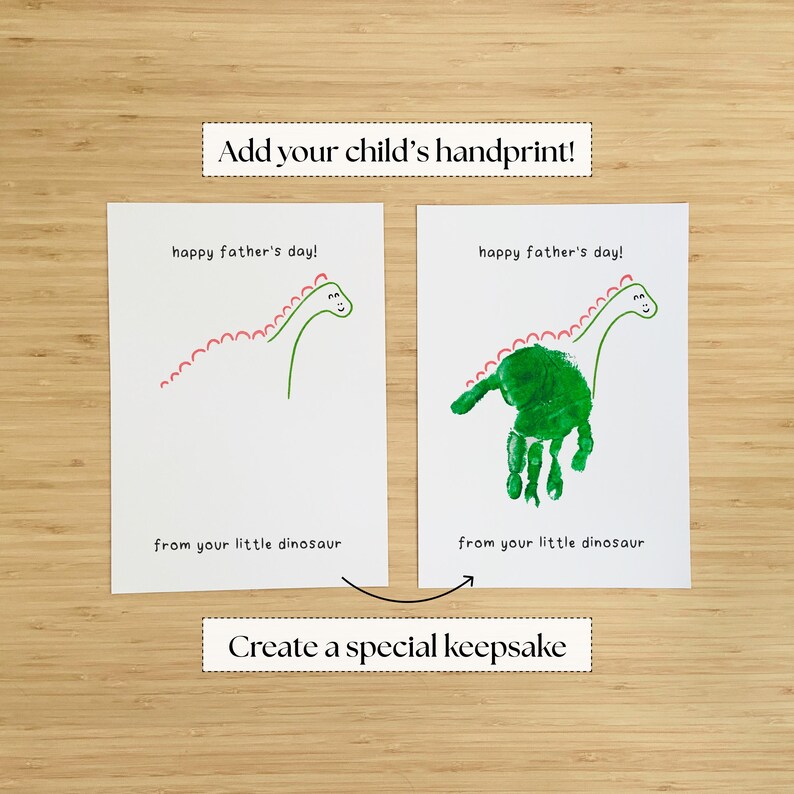 Printable Father's Day Handprint Card Cute Dinosaur DIY Toddler ...