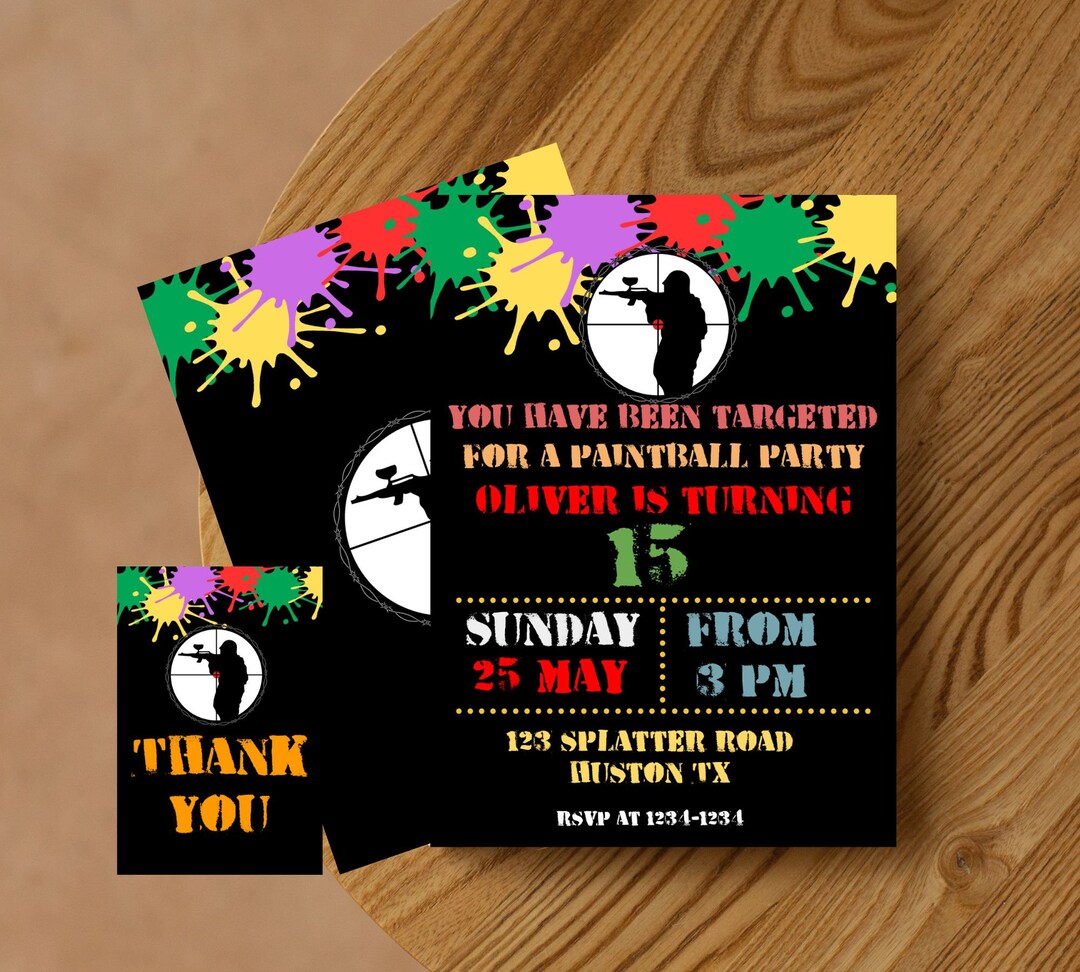 Paintball Party Invitation , Paintball Invitation for Any Age ...