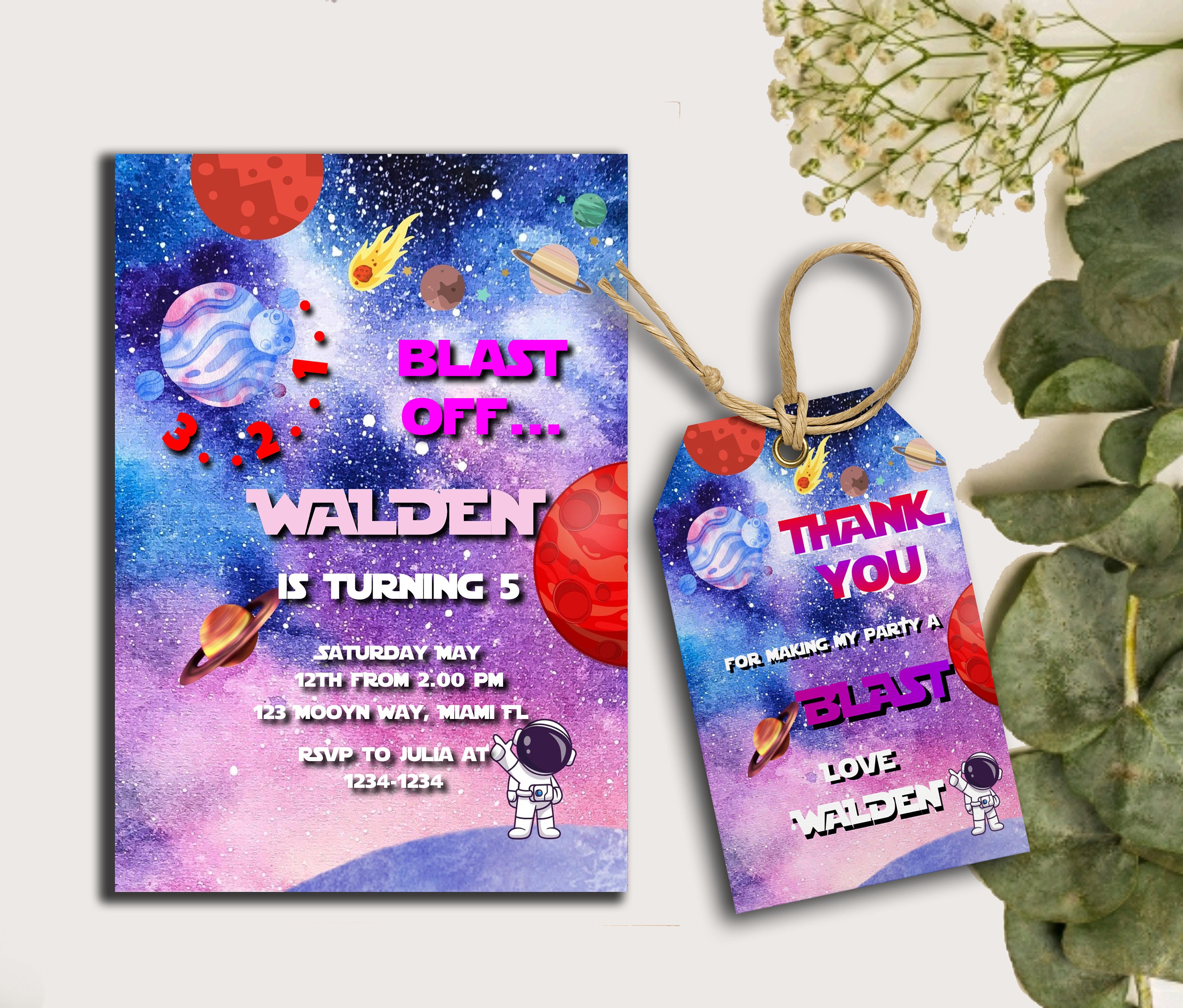 Outer Space Birthday Invitation Planets Invite Astronaut - Etsy